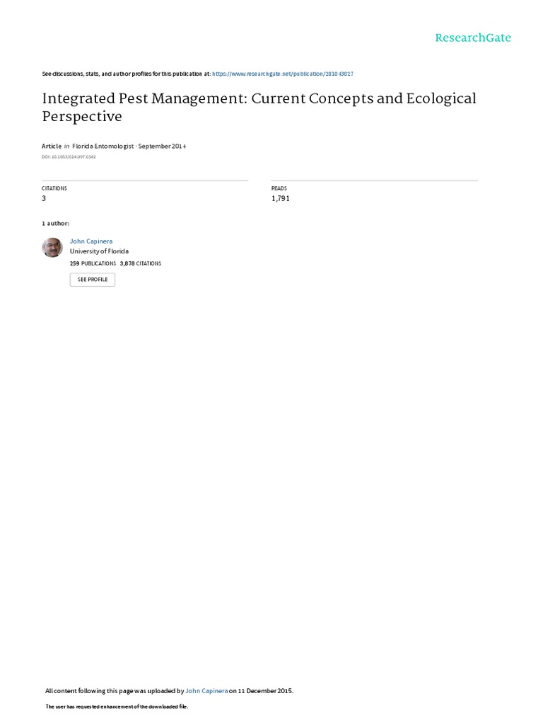 Integrated Pest Management: Current Concepts and Ecological Perspective ...