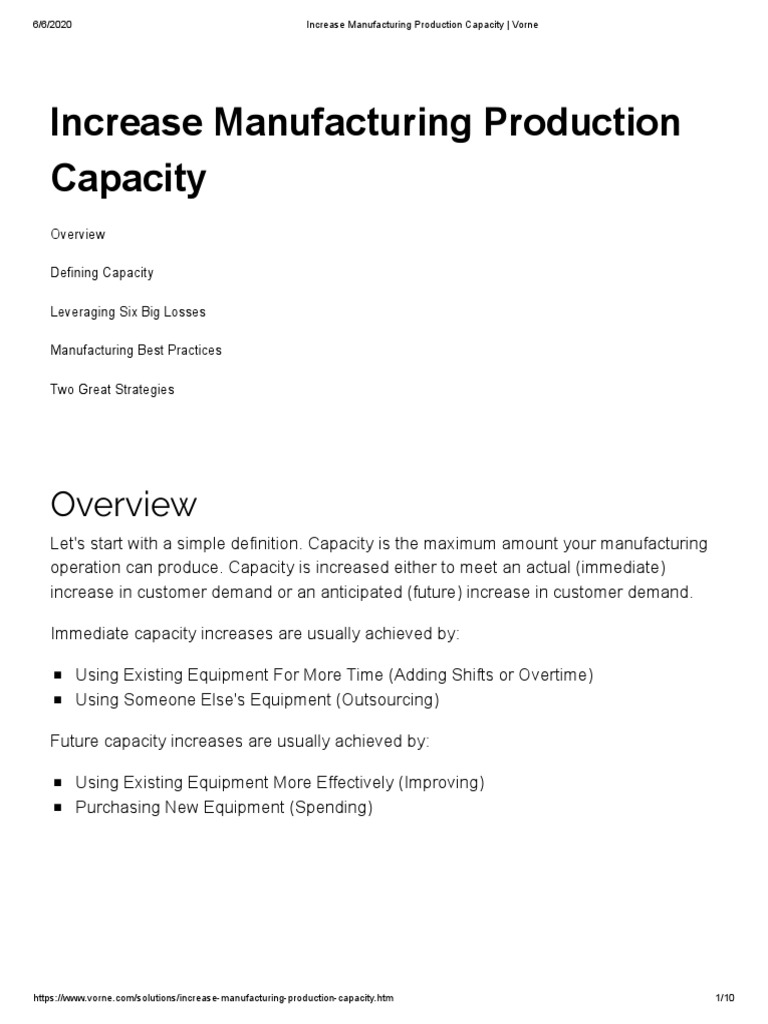 Increase Manufacturing Production Capacity - Vorne | PDF | Business ...