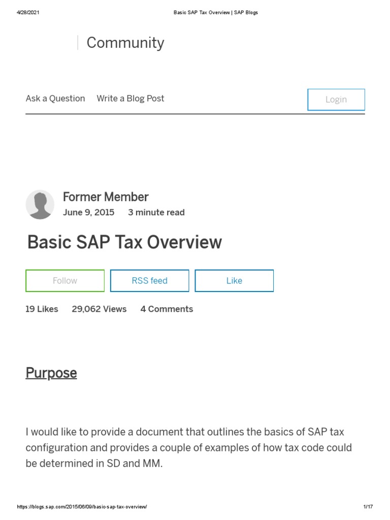Basic SAP Tax Overview - SAP Blogs | PDF | Taxes | Computing