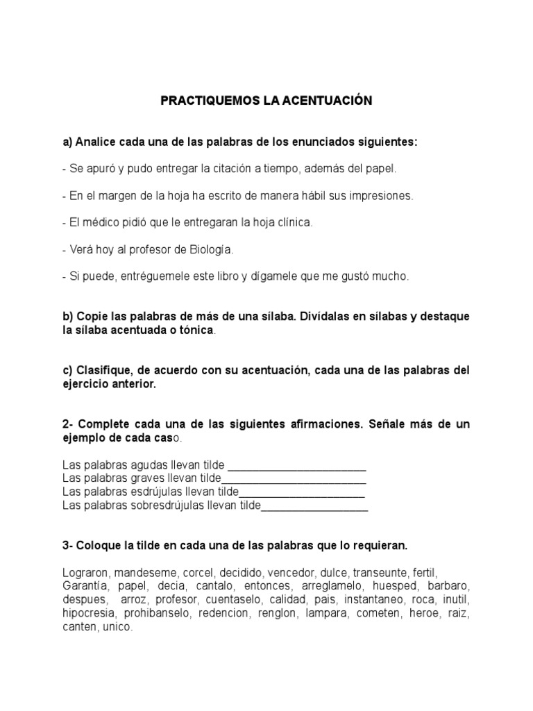 Actividad Los Acentos Word Pad | PDF | Naturaleza