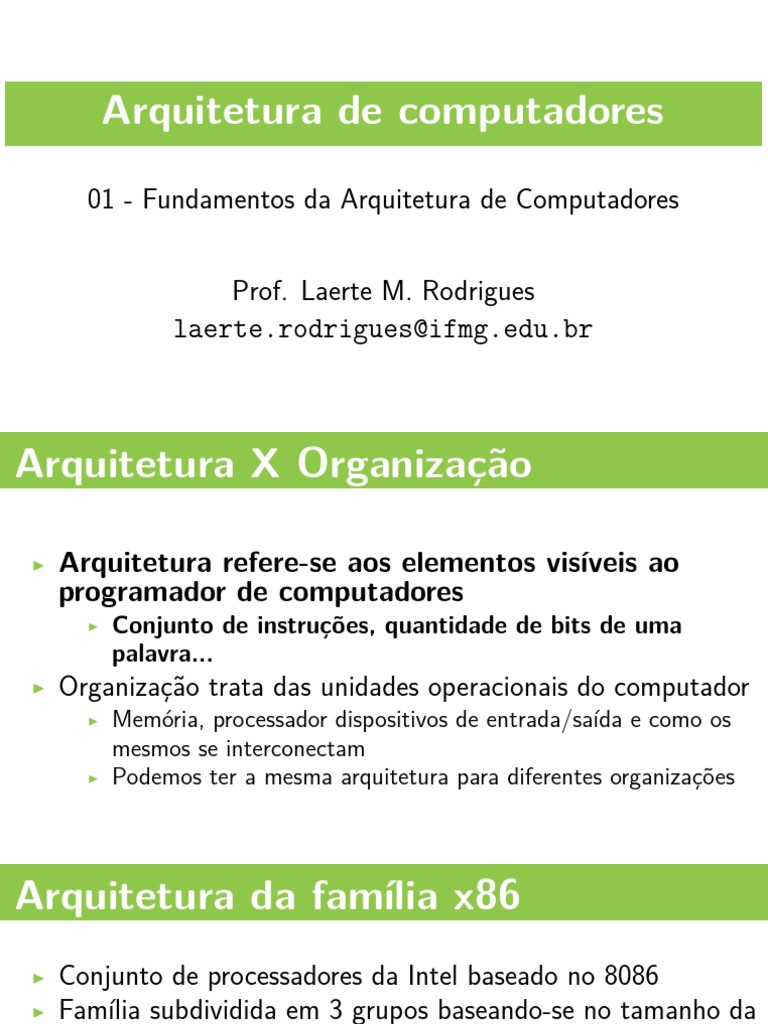 Fundamentos da Arquitetura de Computadores: Evolução Histórica e ...