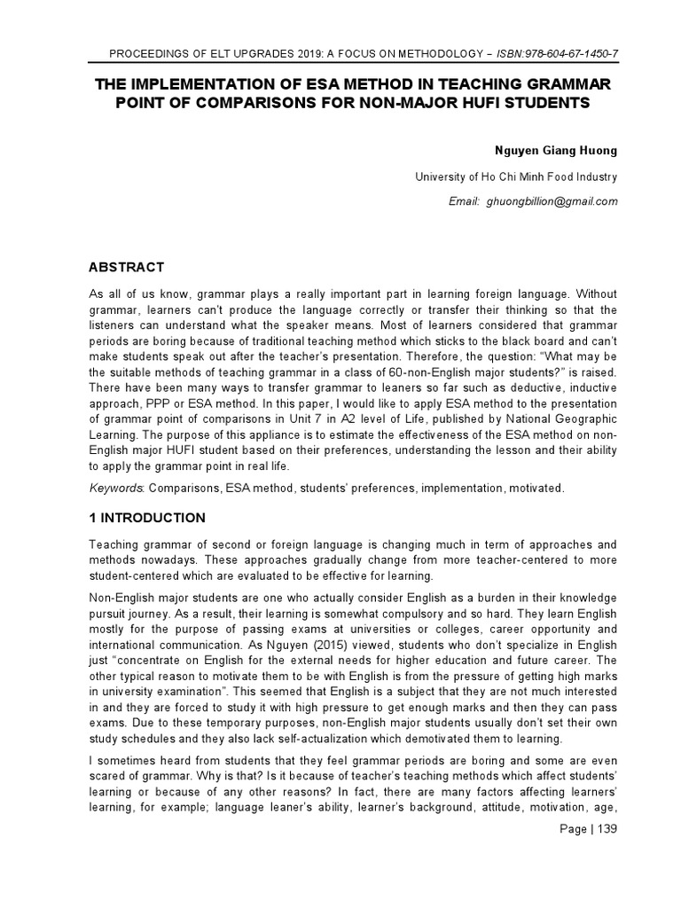 The Implementation of Esa Method in Teaching Grammar Point of ...