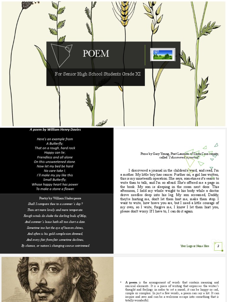 For Senior High School Students Grade XI | PDF | Poetic Form | Poetry