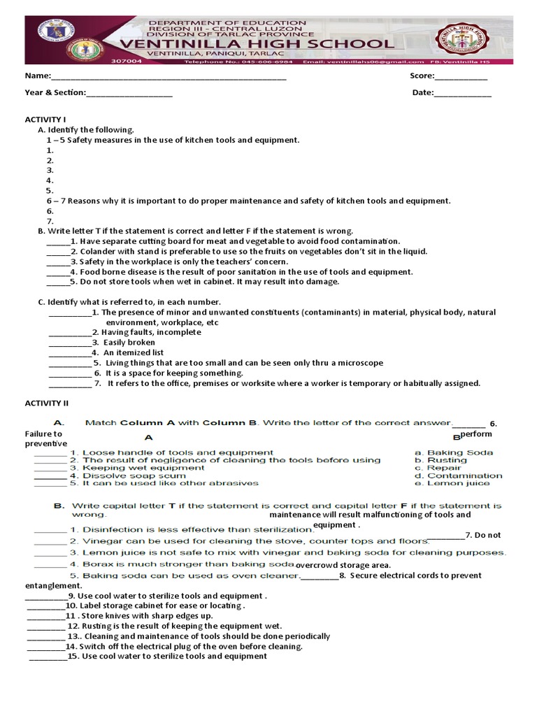 TLE 7 - 3rd Quarter - Learning Activity Sheet Lesson 3 | PDF | Foods ...