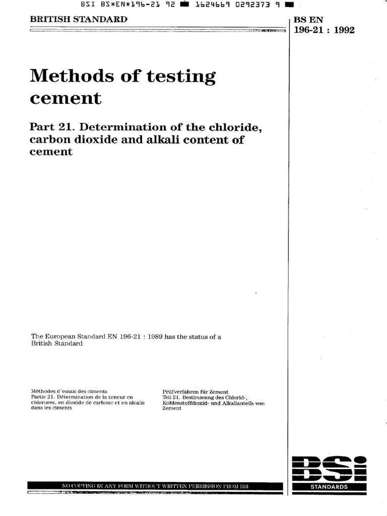 BS en 196-21-1992 | PDF