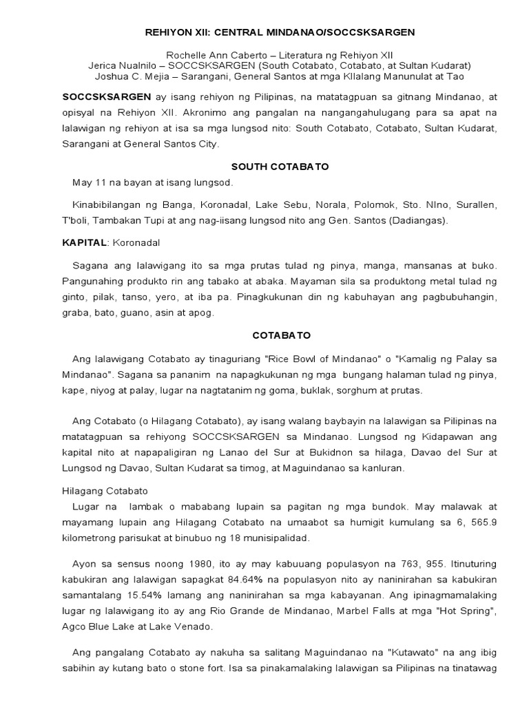 Rehiyon-12 Soccsksargen Final | PDF