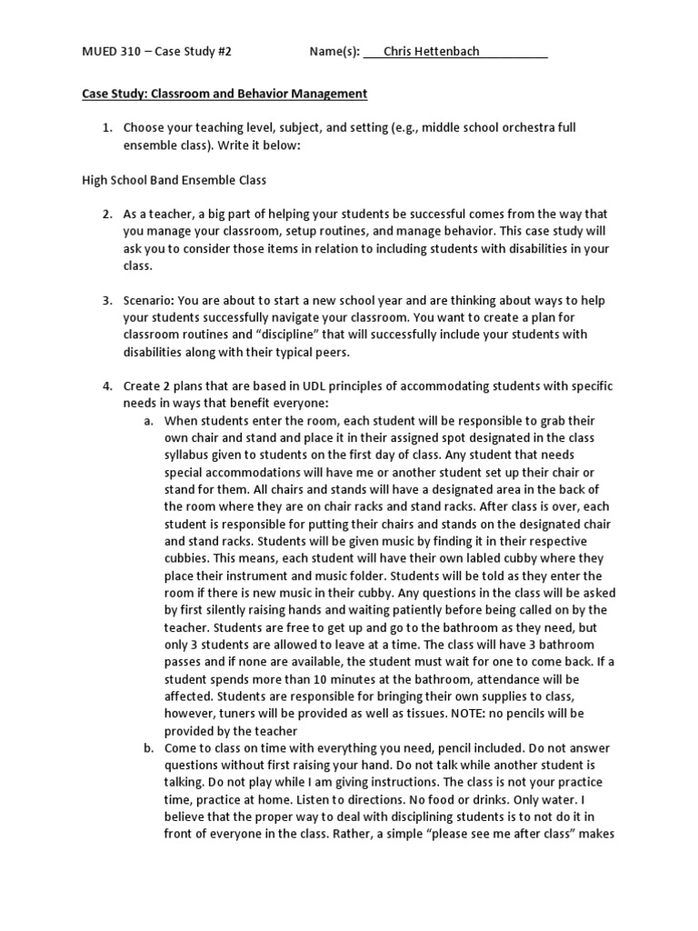 Case Study Classroom Management | PDF | Classroom | Classroom Management