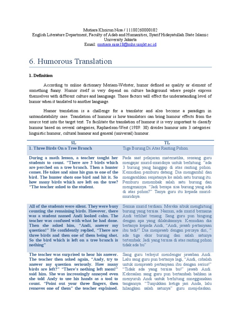 Humorous Translation | PDF | Linguistics | Communication