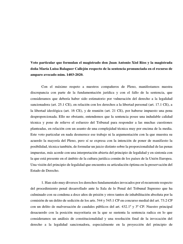 Vot Particular Sentència Turull | PDF | Derecho penal | Castigos