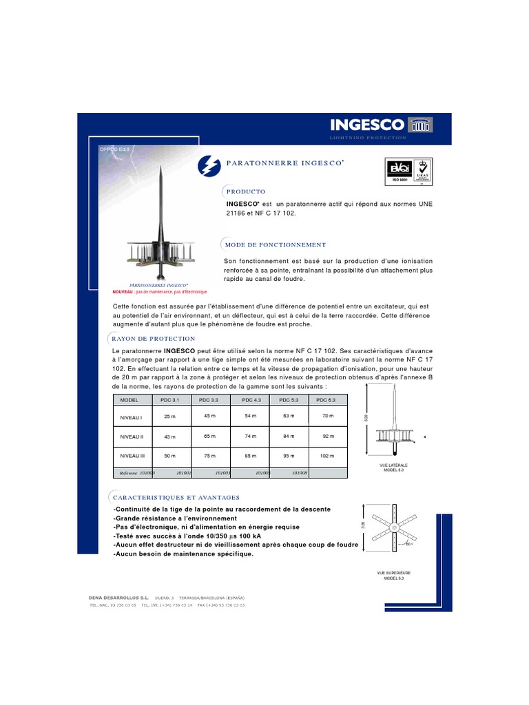 Paratonnerre INGESCO | PDF | Foudre | La nature