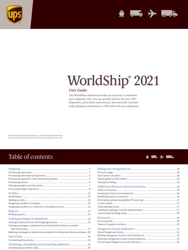 Worldship 2021: User Guide | PDF | United Parcel Service | Cargo
