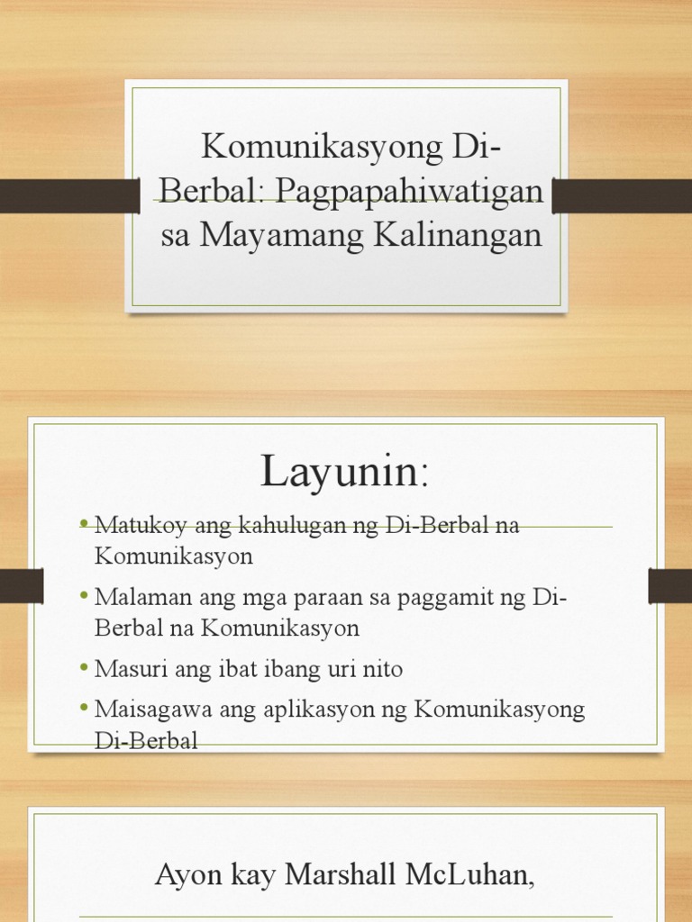 Komunikasyong Di Berbal | PDF