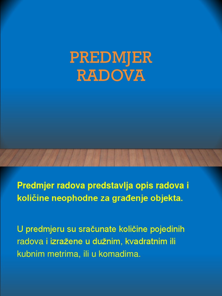 Predmjer Radova | PDF
