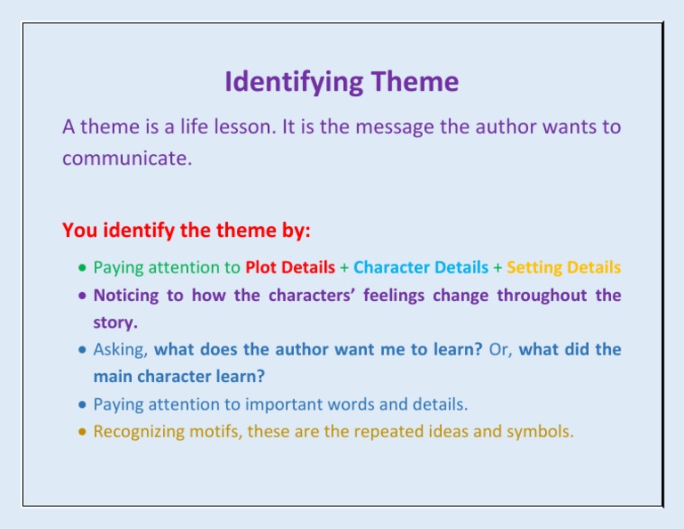 Identifying Theme Pdf _ Identifying Themes and Conventions – XZRWF