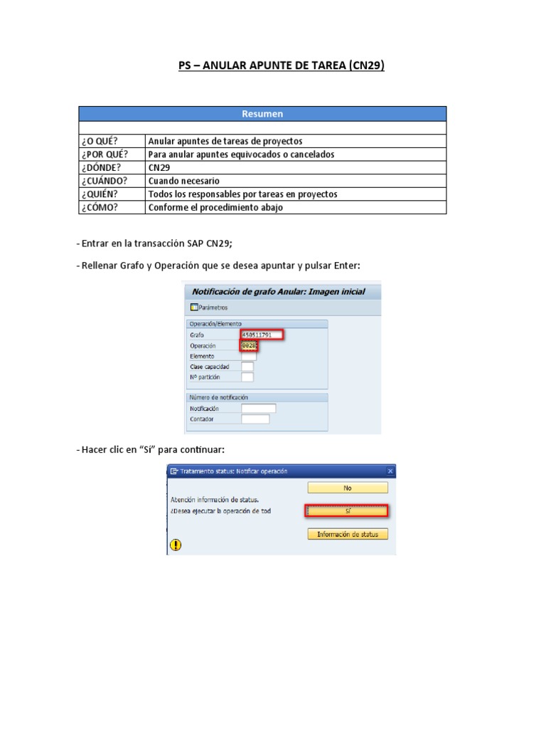 PS - Anular Apunte de Tarea (CN29) | PDF