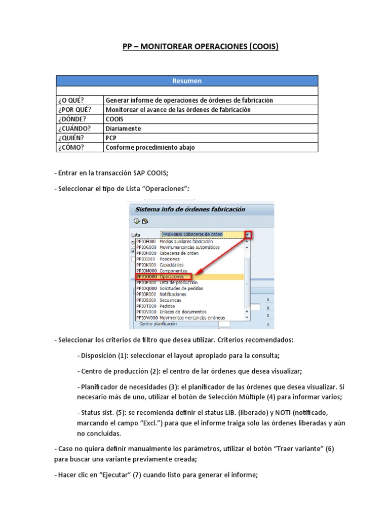 Monitoreo de Órdenes en SAP COOIS | PDF | Negocios | Tecnología