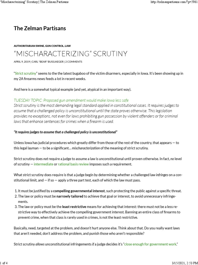 "Mischaracterizing" Scrutiny The Zelman Partisans | PDF | Strict ...