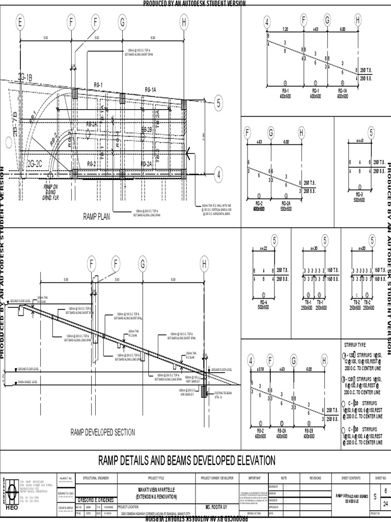 H E F G F: Ramp Details and Beams Developed Elevation | PDF | Economic ...