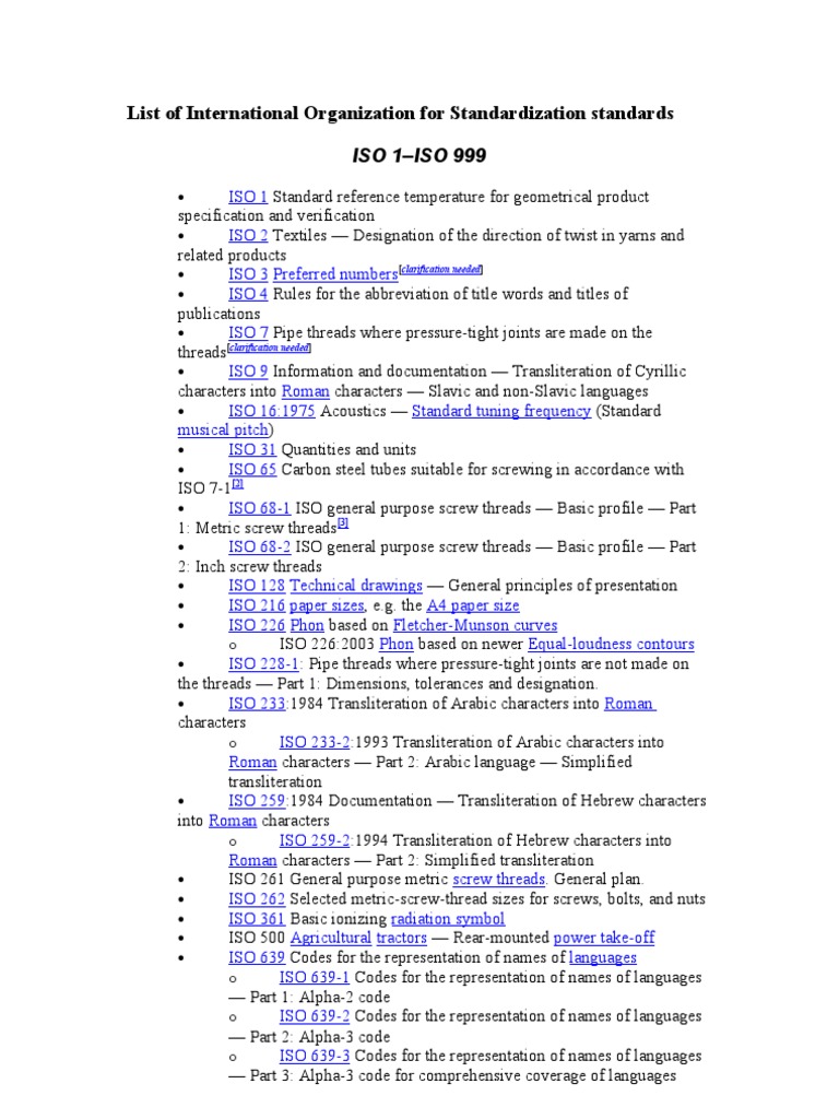 Comprehensive ISO Standards List | PDF | Screw | Information Security