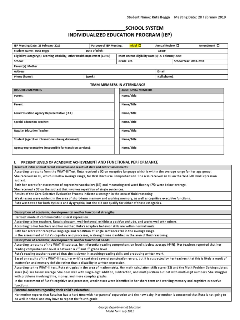 Iep Case Study | PDF | Individualized Education Program | Special Education