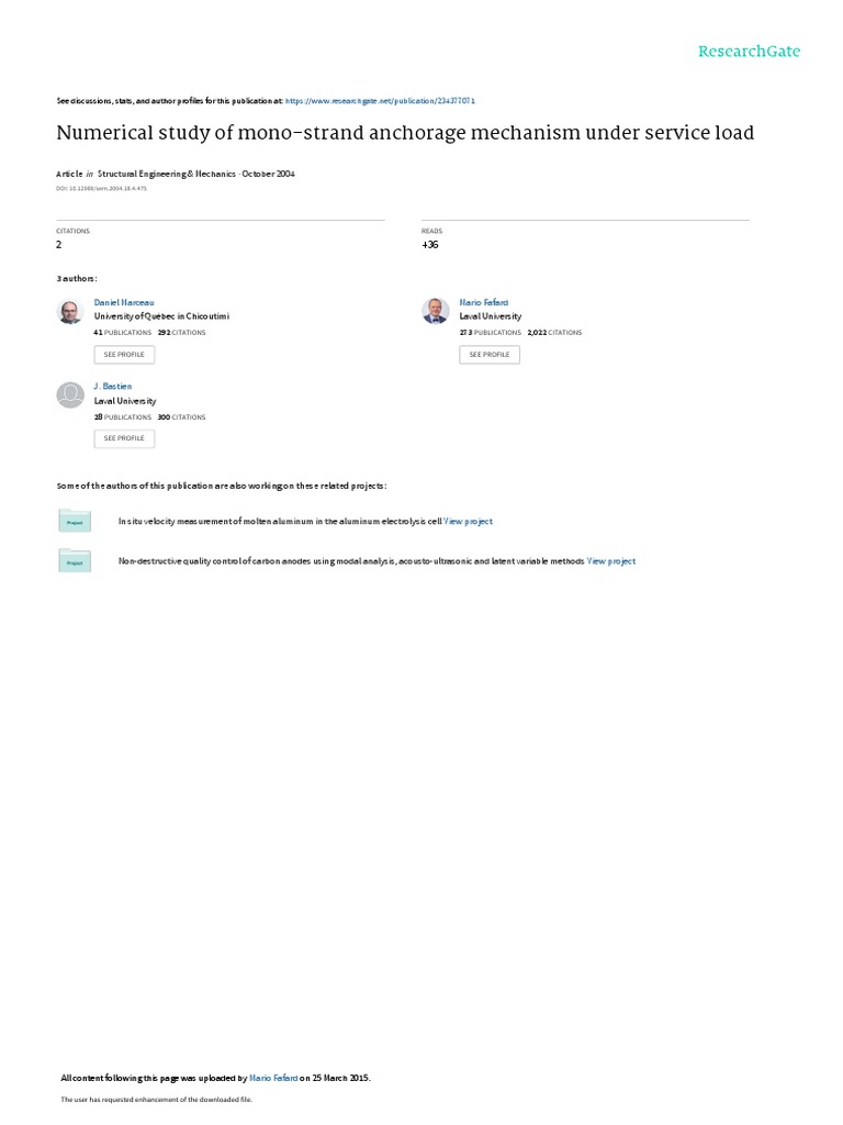Numerical Study of Mono-Strand Anchorage Mechanism Under Service Load ...