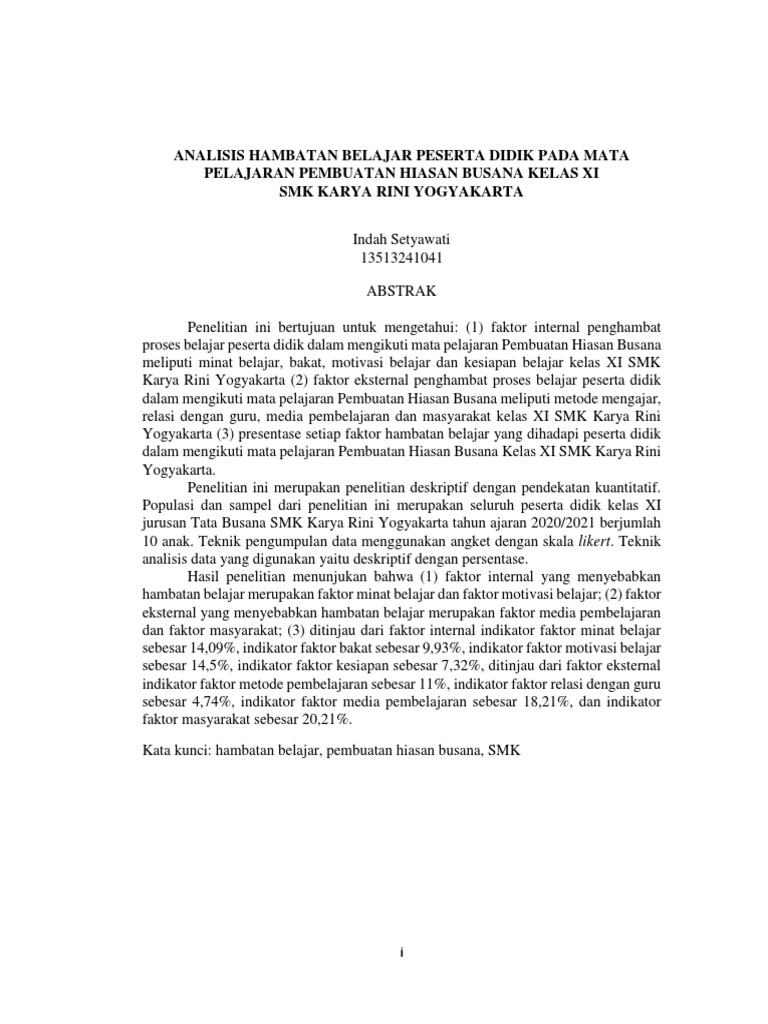 Abstrak Tugas Akhir Skripsi UNY Tata Busana | PDF
