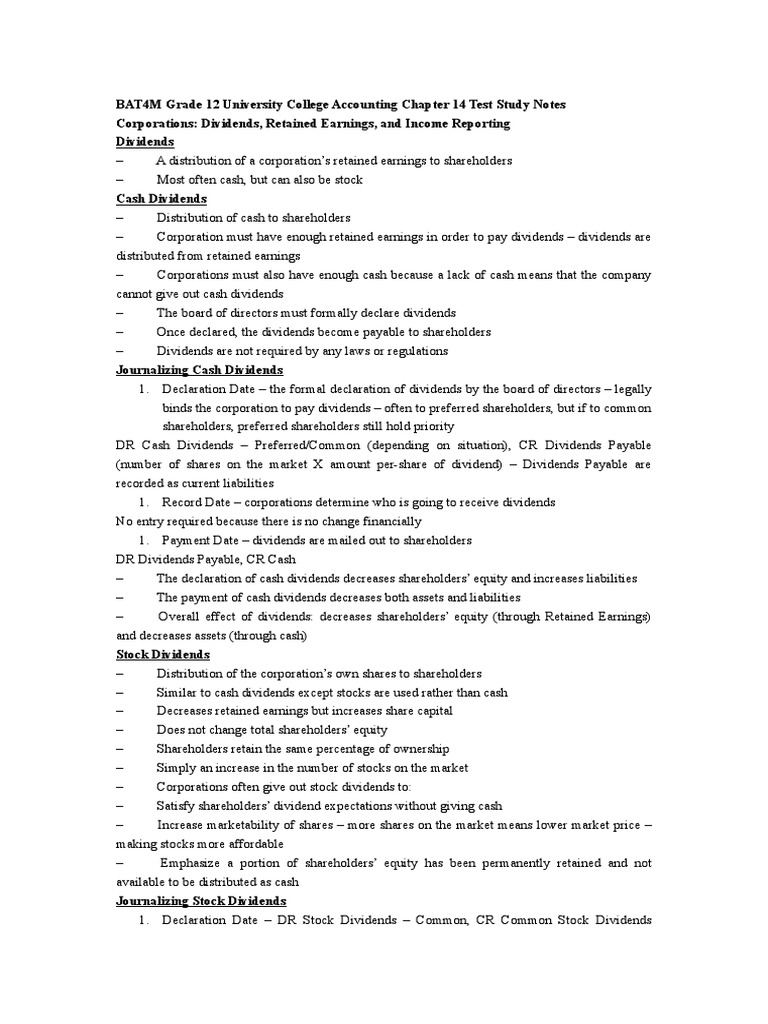 BAT4M Grade 12 University College Accounting Chapter 14 Test Study ...
