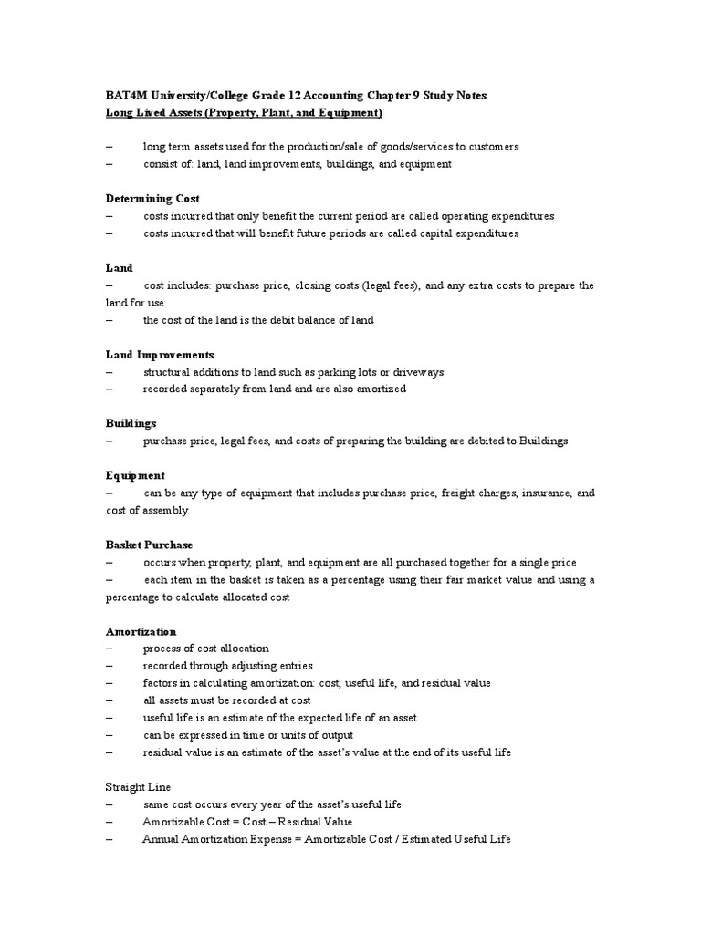 BAT4M UniversityCollege Grade 12 Accounting Chapter 9 Study Notes | PDF ...