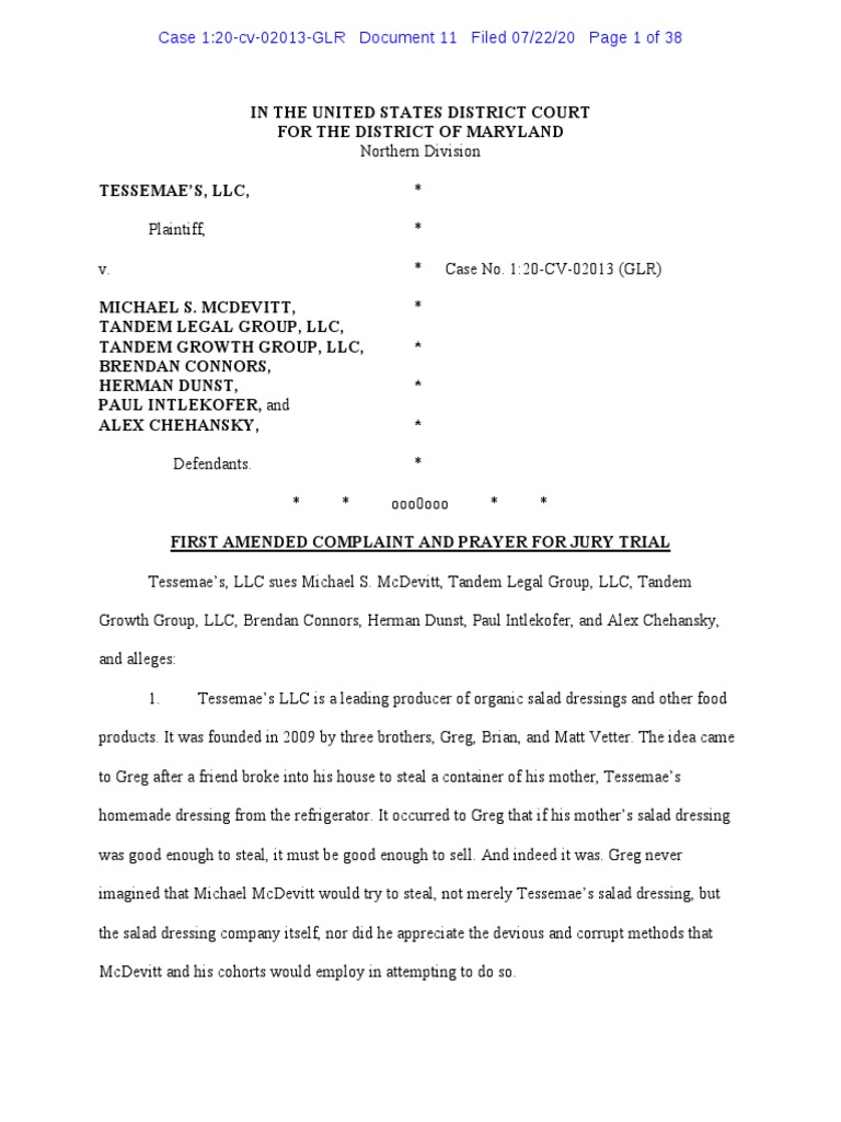 Tessemae's First-Amended-Complaint (July 2020) | PDF | Racketeer ...