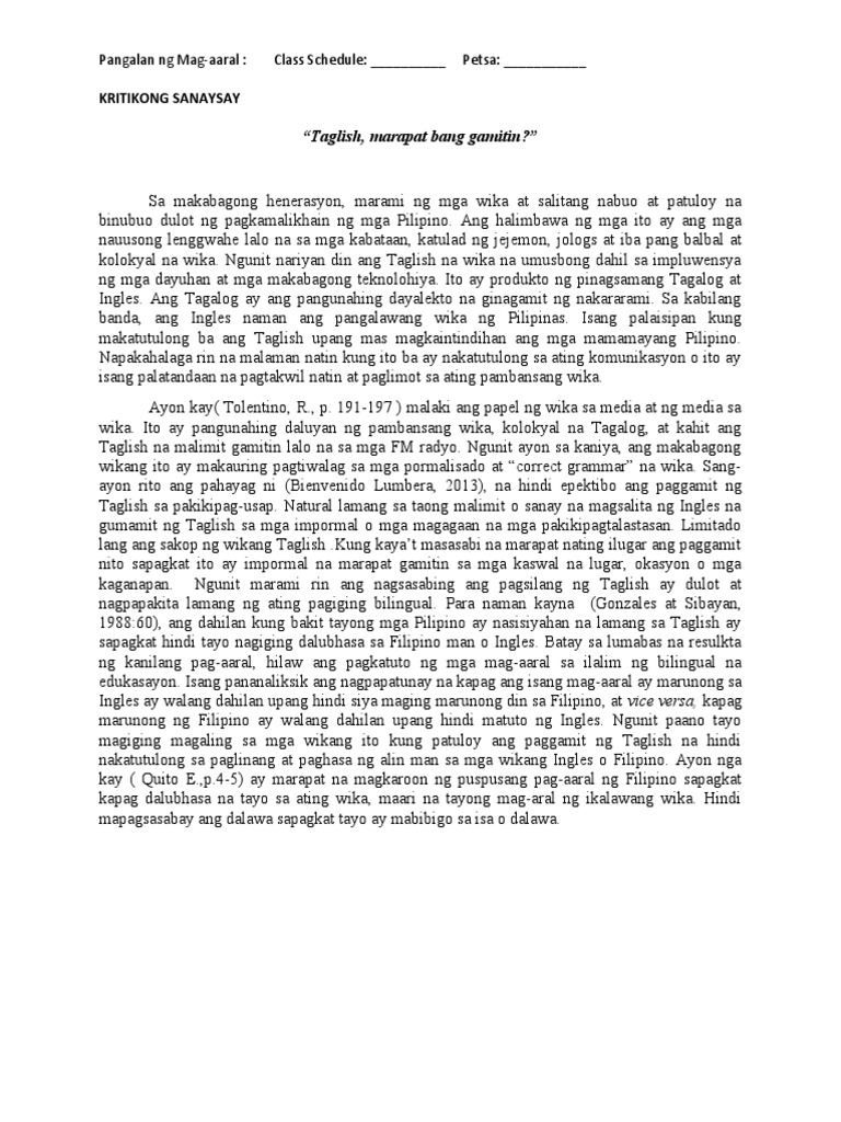 Taglish | PDF