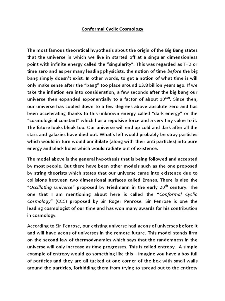 Conformal Cyclic Cosmology | PDF | Universe | Black Hole