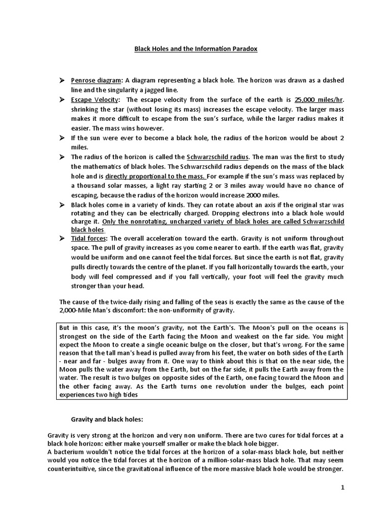 Black Holes and the Information Paradox Explained | PDF | Black Hole ...