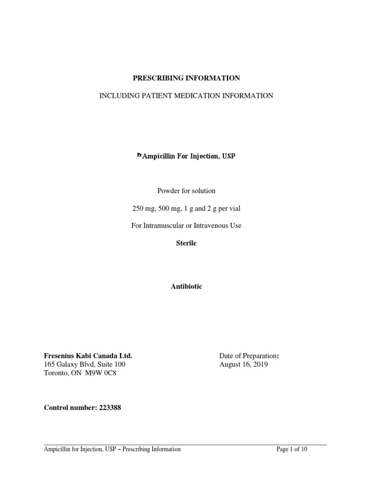 Ampicillin Injection Prescribing Info | PDF | Dose (Biochemistry ...