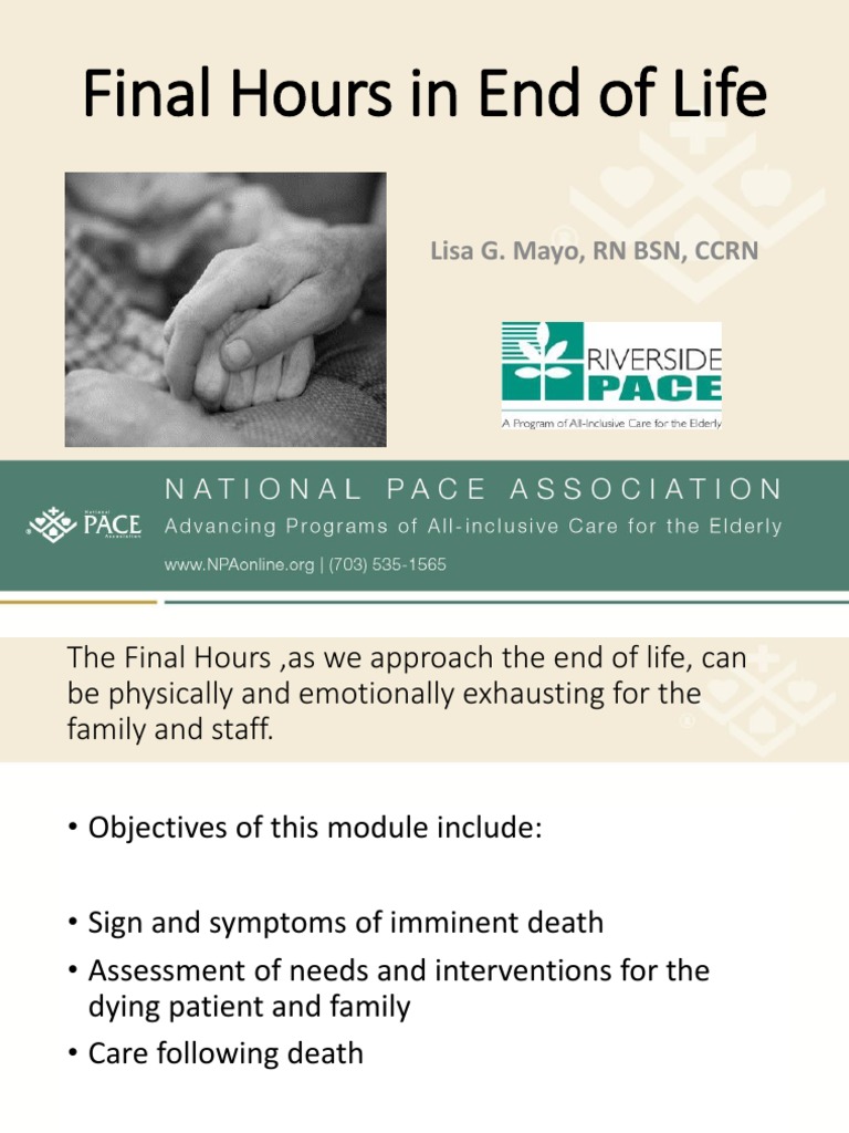Final Hours in End of Life: Lisa G. Mayo, RN BSN, CCRN | PDF | Opioid ...