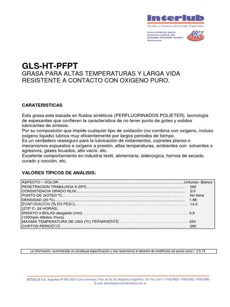 Grasa Gls HT PFPT | PDF