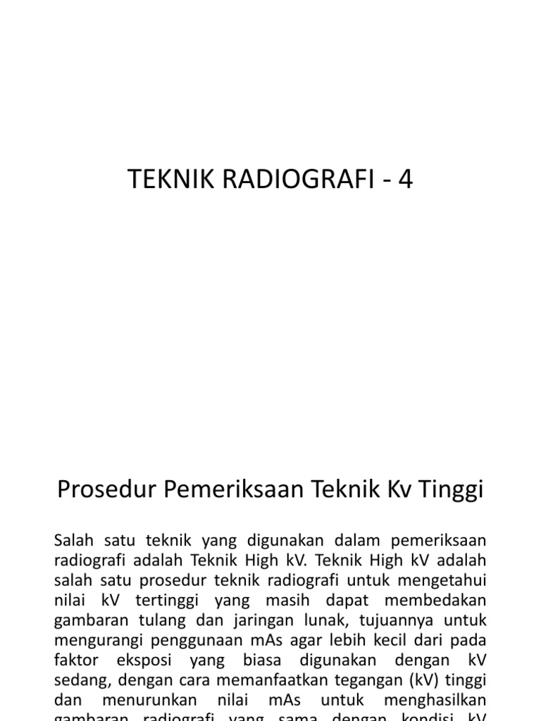 Teknik High kV dalam Radiografi | PDF