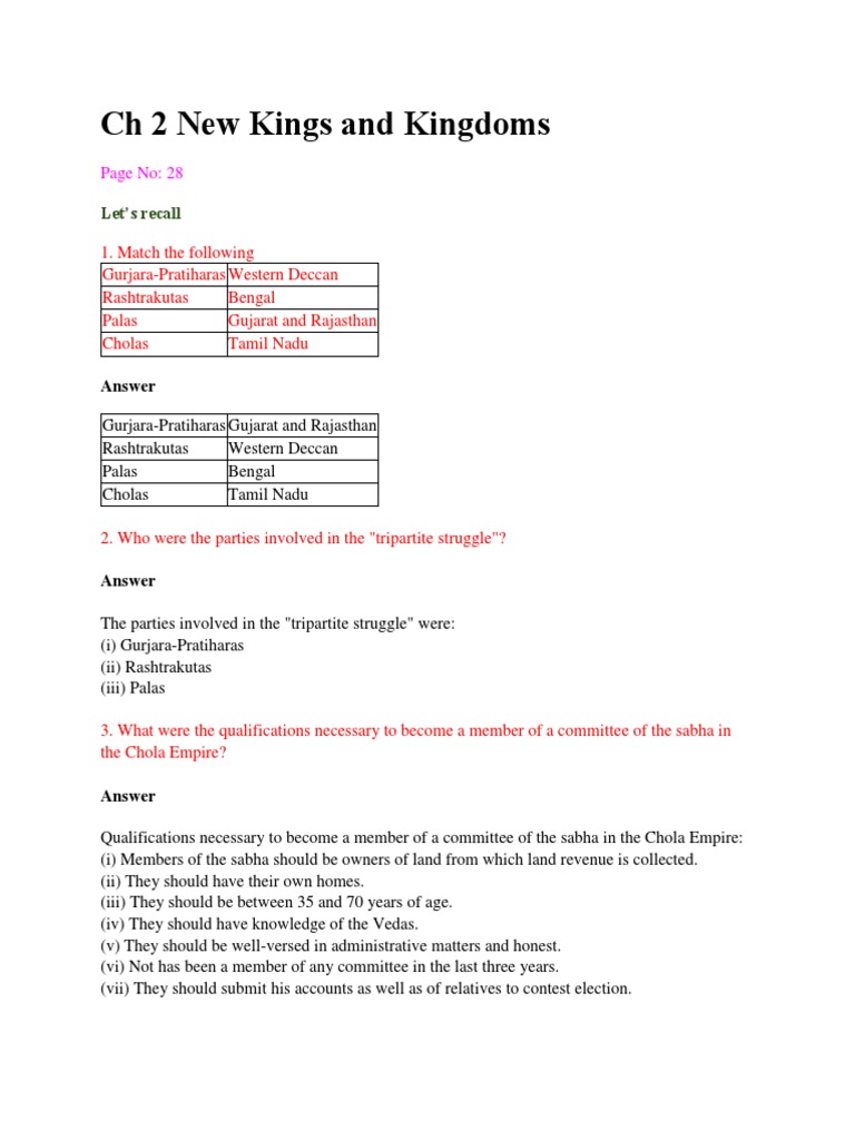 CH 2 New Kings and Kingdoms: Page No: 28 | PDF | South Asia