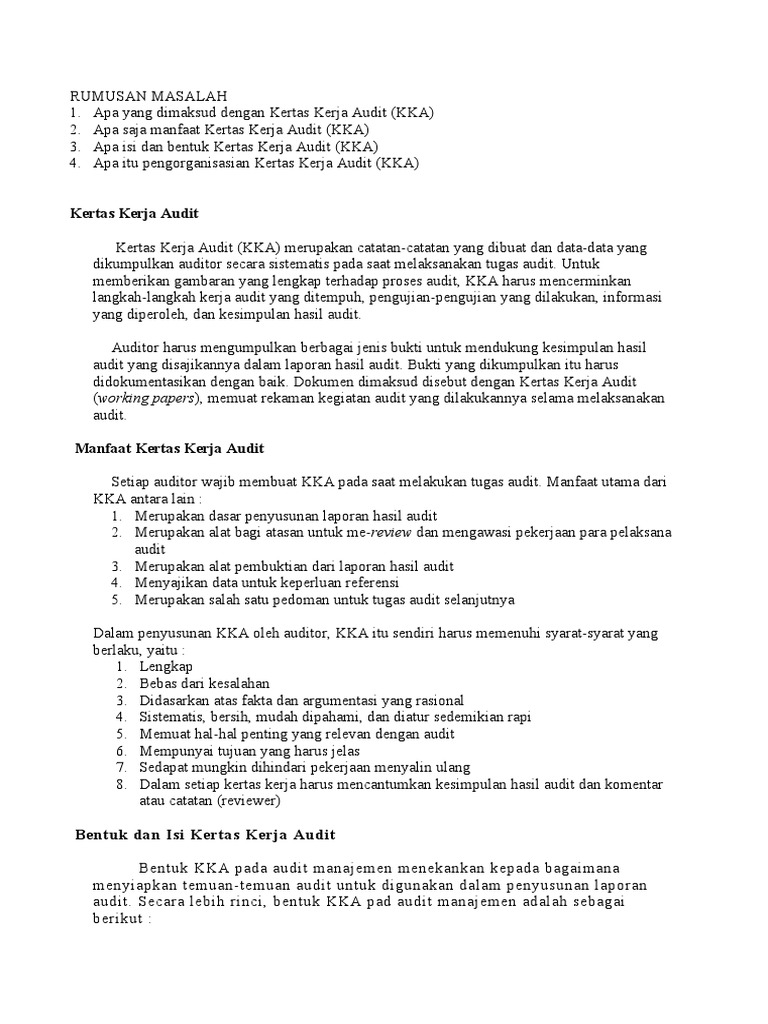 Kertas Kerja Audit | PDF
