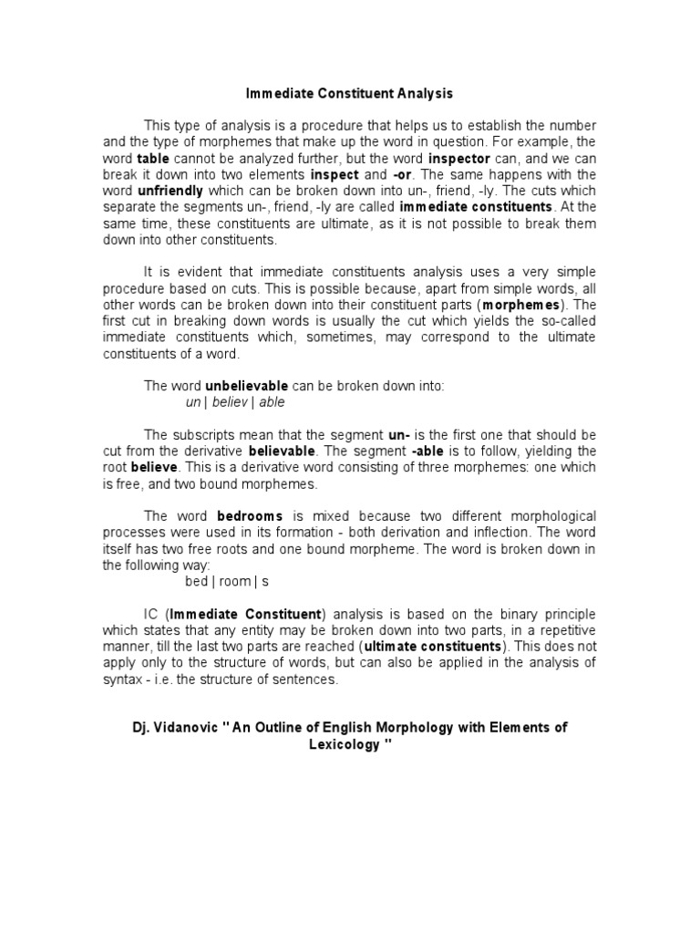 Immediate Constituent Analysis II | PDF | Morphology (Linguistics) | Word