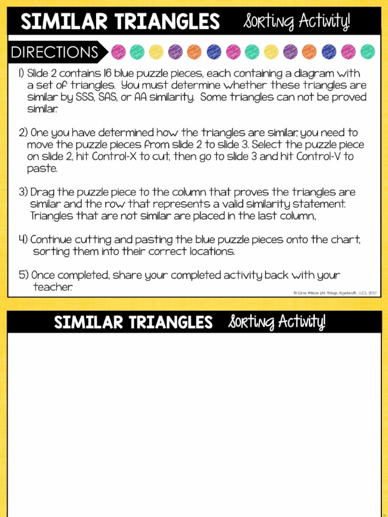 Similar Triangles Sorting Activity | PDF