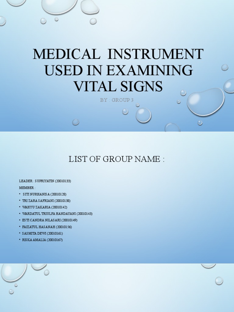 Medical Instrument Used in Examining Vital Signs | PDF | Blood ...