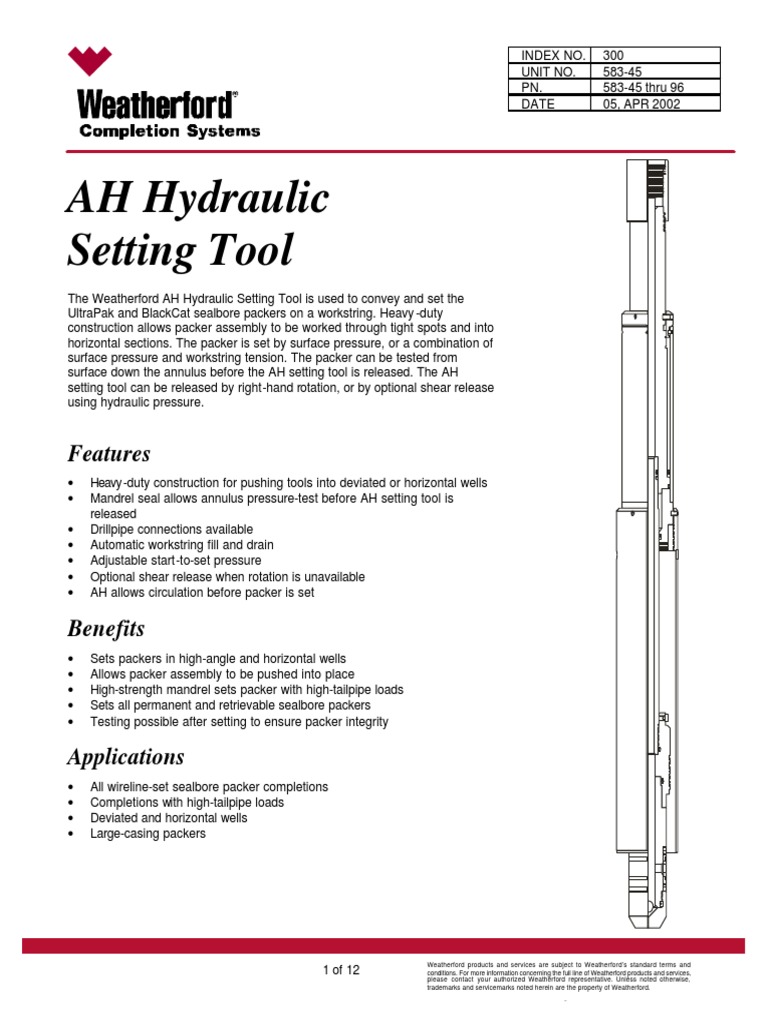 Ah Hydraulic Setting Tool | Download Free PDF | Screw | Pressure