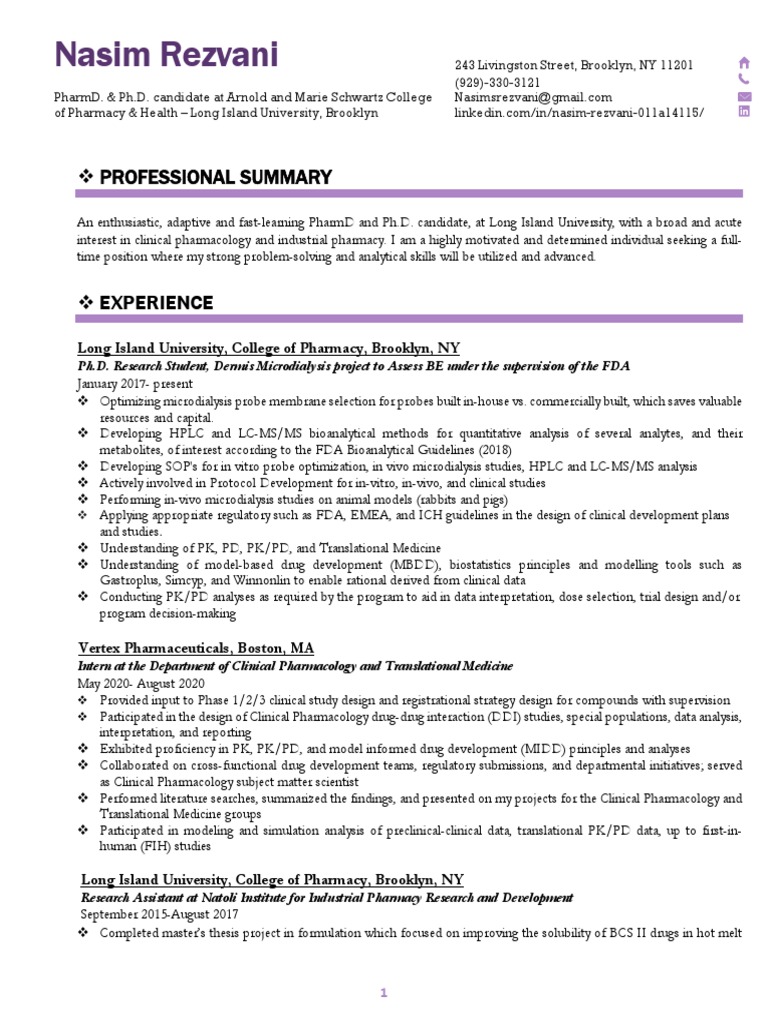 Nasim Rezvanis CV | PDF | Tablet (Pharmacy) | In Vitro