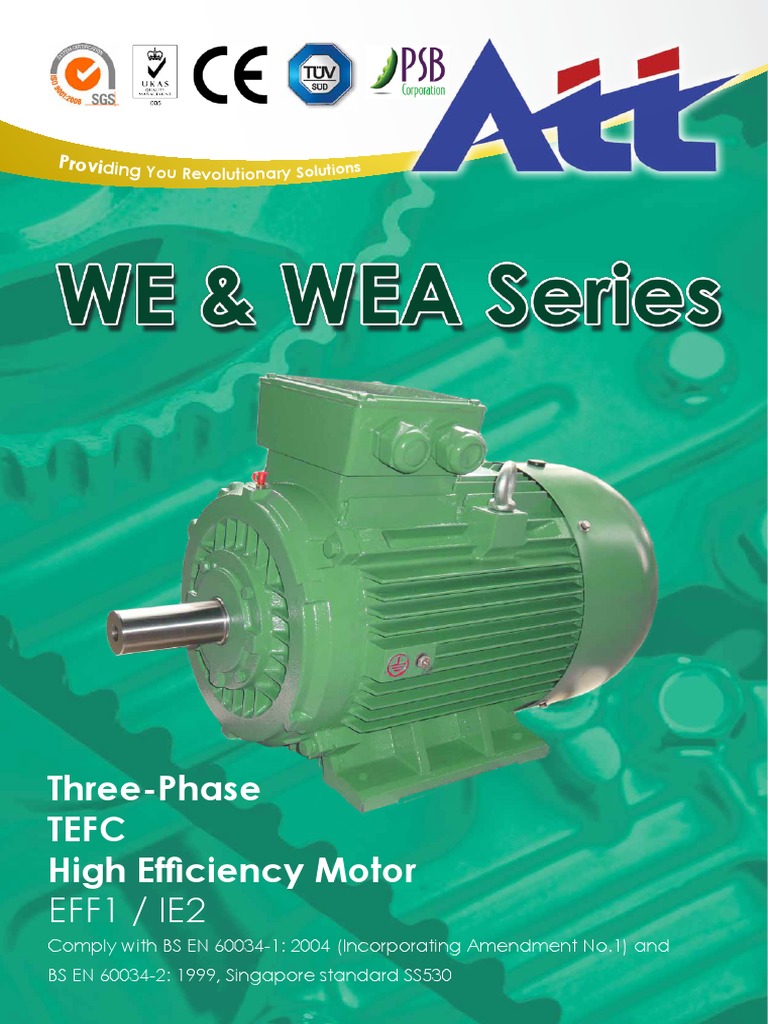 Three-Phase Tefc High Efficiency Motor: Eff1 / Ie2 | PDF | Electric ...