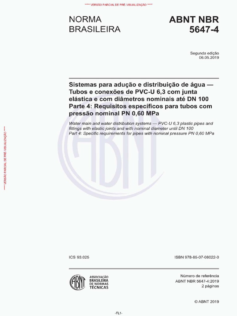 NBR 5647-4-2019 Sistema para Aducao e Distribuicao de Agua - Tubos e ...