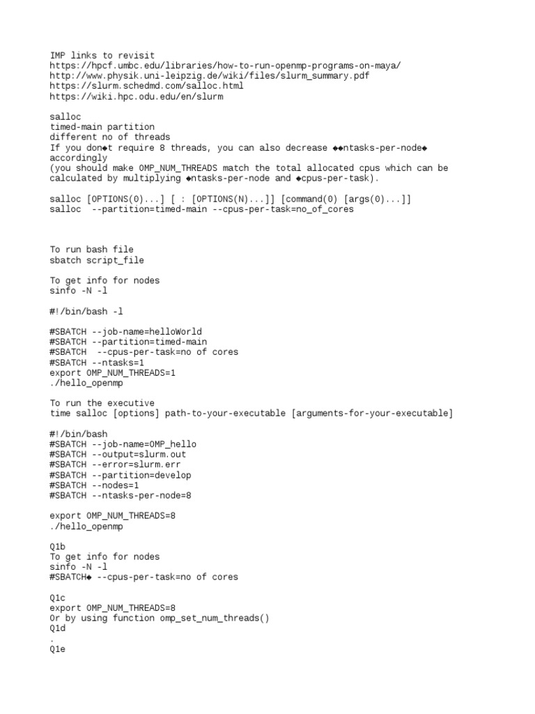 Running OpenMP Programs on UMBC HPCF | PDF | Computers | Technology ...