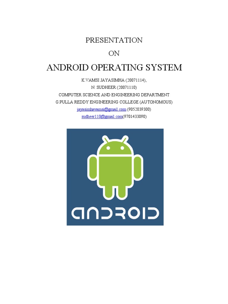 Andriod Operating System | PDF | Android (Operating System) | Mobile App