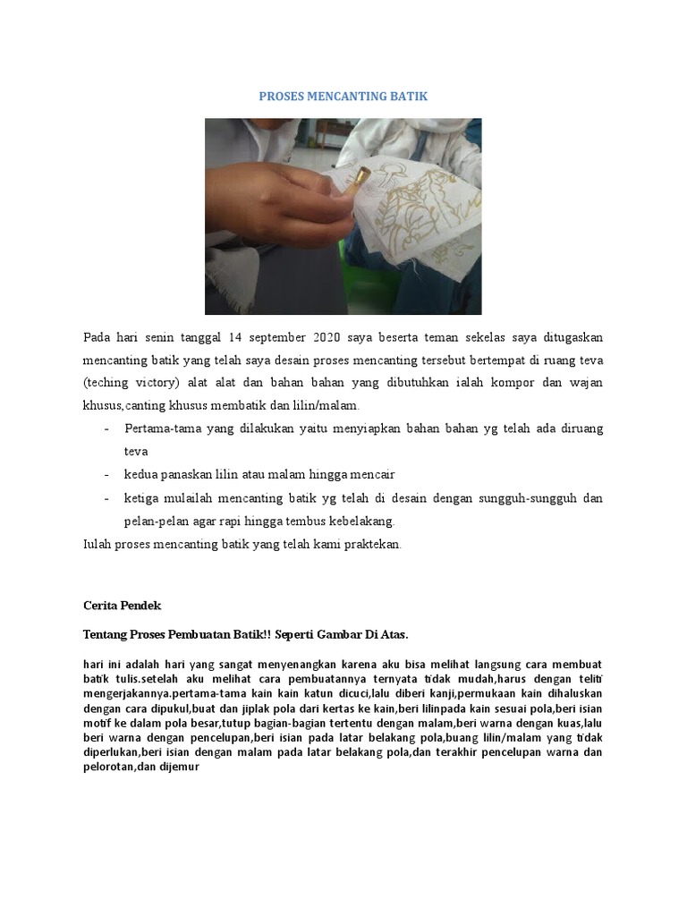 Proses Mencanting Batik Tulis | PDF