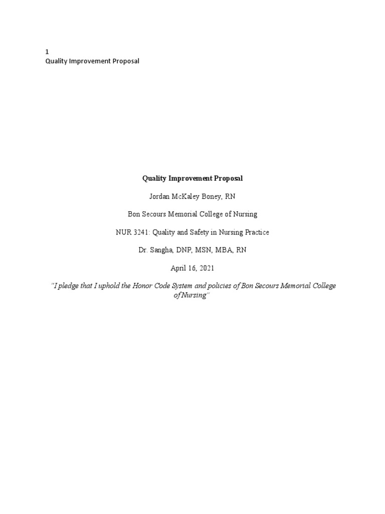 Quality Improvement Proposal Paper | PDF | Patient | Nursing