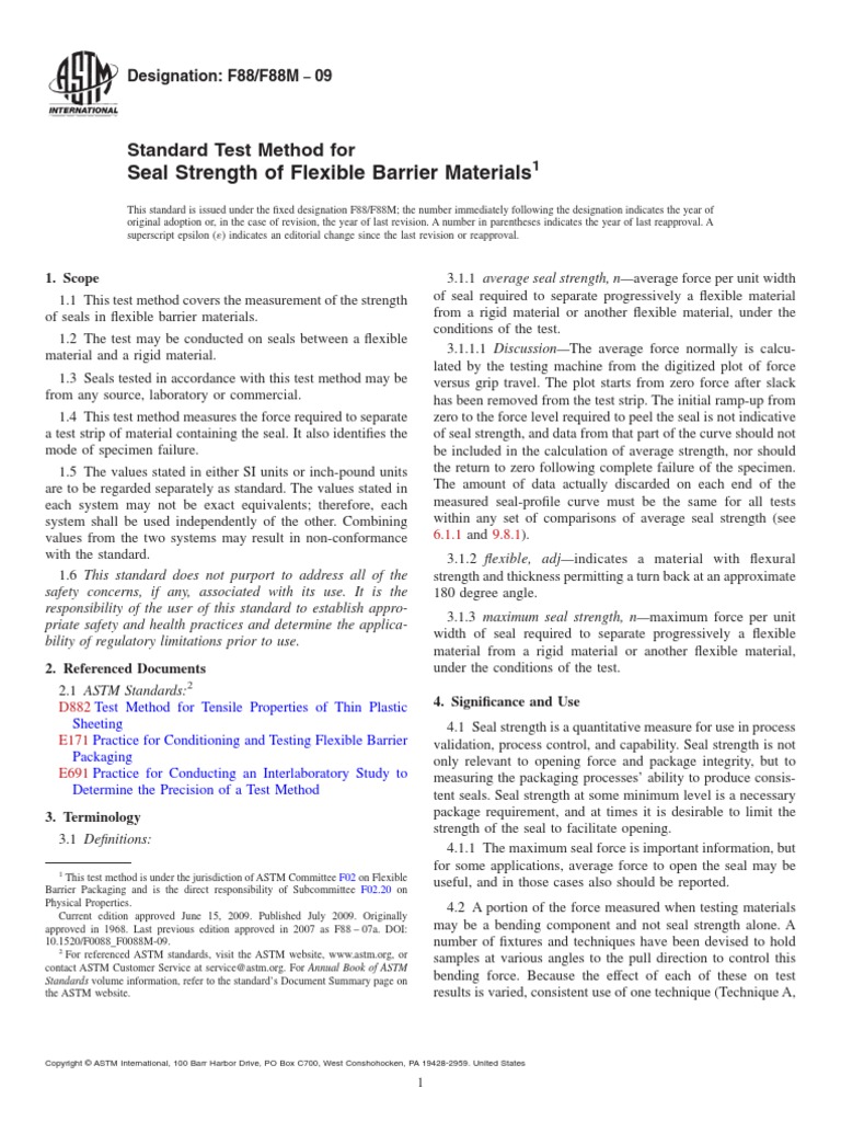 Seal Strength Testing for Barrier Materials | PDF | Standard Deviation ...
